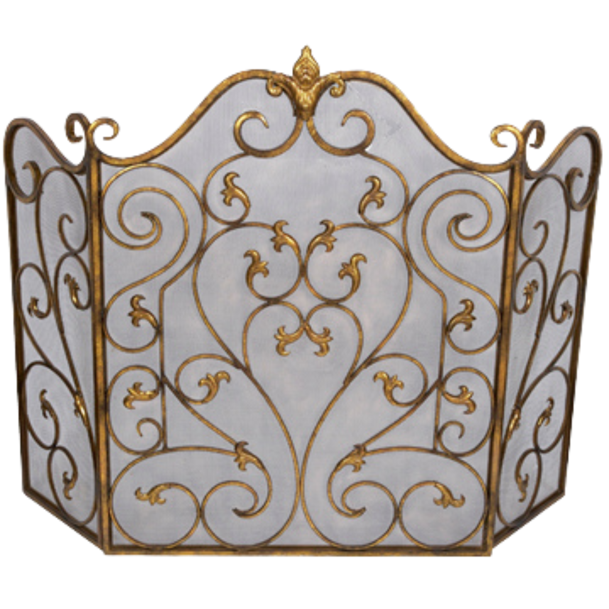 Traditional Scroll Fireplace Screen with Burnished Gold Finish – Old ...